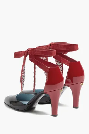 Valentino Lace-Up Patent Bicolor Pumps 8.5cm Heel Valentino