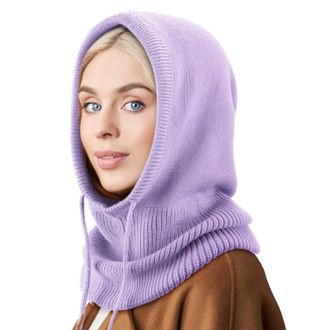 Dreshow Winterm&uuml;tzen f&uuml;r Damen Balaclava Strickm&uuml;tze Skull Cap mit Kordelzug Warmer Kapuzenschal M&uuml;tze