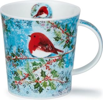 Dunoon Lomond Snowy Christmas Rotkehlchen aus feinem Knochenporzellan