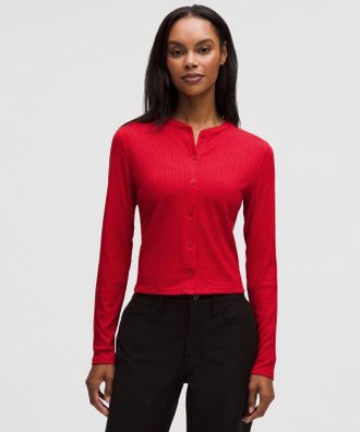 lululemon Cardigan micro-c&ocirc;tel&eacute; Hold Tight pour Femmes - Rouge - Taille 10