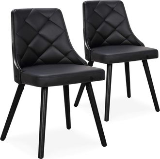 Menzzo Lalix Set mit 2 skandinavischen St&uuml;hlen Dunkles Holz & Kunstleder Schwarz