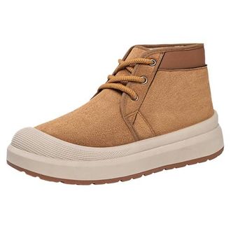 Generic Bottes de neige thermiques doubl&eacute;es de fourrure pour homme - Chaussures dhiver &agrave; lacets &eacute;paisses et plates - Durables - Antid&eacute;rapantes - Chaudes - Cha