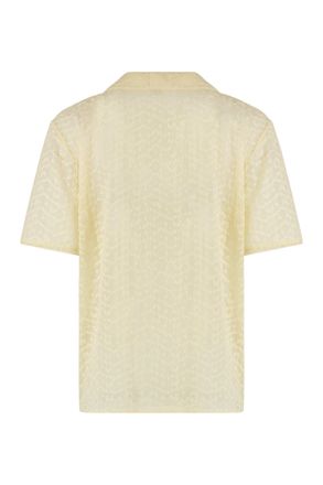 Saint Laurent Womens Muslin Pajama Set With Lace Trim Cream Cotton Pyjama Sets