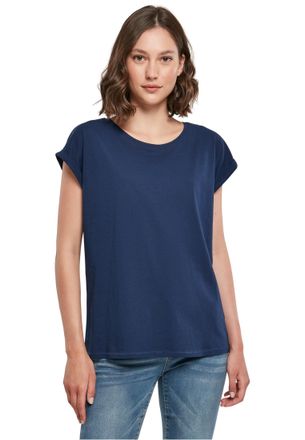 Build Your Brand Damen T-Shirt Ladies Extended Shoulder Tee, lang geschnittenes T-Shirt f&uuml;r Frauen, Baumwolle, Lightnavy, 5XL