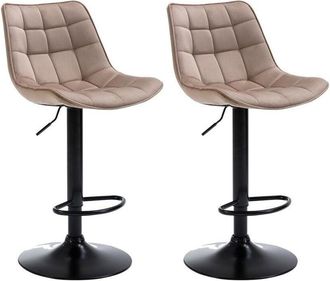Vente-Unique Vente-unique - Lot de 2 tabourets de bar en velours et métal noir - Hauteur réglable - Beige - lima ii