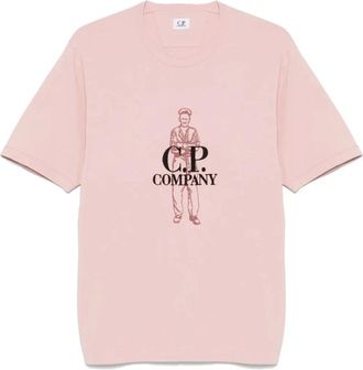 C.P. Company C.p. Company, Homme, Tops, Rose, Taille: XL T-shirt brodé à col rond