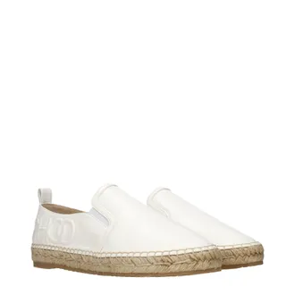 Jimmy Choo London Womens White Leather Espadrilles Shoe