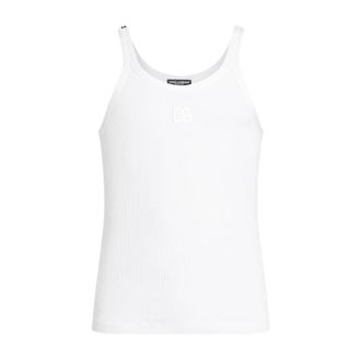 Dolce & Gabbana Baumwoll-Tanktop mit Stickerei - - Tops - Herren - Wei&szlig; - M