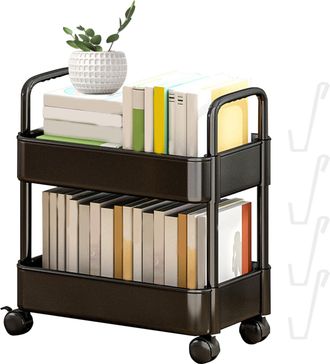 Generico Mobiler B&uuml;cherregal - Flexibler Organizer f&uuml;r &ouml;ffentliche Dienste, modernes Regal | tragbarer Rollenst&auml;nder, verstellbares B&uuml;cherregal, Caddie f&uuml;r das