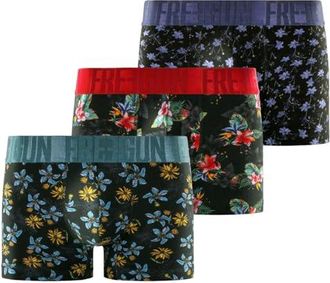 Freegun Boxer Homme Flower, Cale&ccedil;on Homme Stretch, Confortable et Ultra-Doux (Lot de 3), Vert Taille S