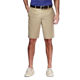 Haggar Cool 18 Herren-Shorts mit klassischer Passform, Flacher Vorderseite und erweiterbarem Bund (Normale und gro&szlig;e Gr&ouml;&szlig;en), British Khaki, 54 DE