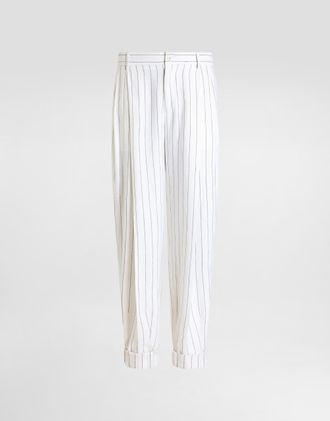 Dolce & Gabbana Nadelstreifenhose Mit Doppelter Bundfalte Aus Leinenmix - Mann Hosen Und Shorts Mehrfarbig 48