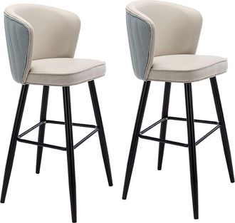 Generic Barhocker-Set (2er-Set), Tresenhocker mit Armlehnen und R&uuml;ckenlehne, Hochst&uuml;hle mit Sitzfl&auml;che aus PU-Leder f&uuml;r die K&uuml;che