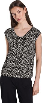 Street One Damen A323166 Gemustertes Jersey-Shirt, Black, 44