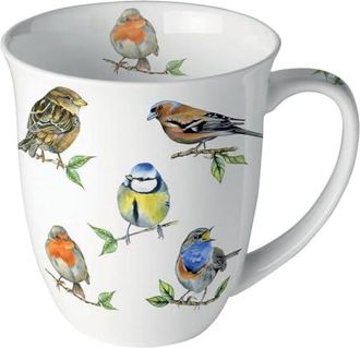 Ambiente Tasse en Porcelaine Fine Esp&egrave;ces doiseaux