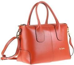 Pierre Cardin Sac à main pour femme en cuir véritable Made in Italy 22x15x10 cm 1986, orange., Taille unique