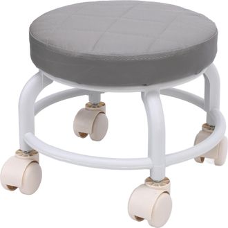 Generic Niedriger Rollhocker, Tragbar, Ergonomisch, Drehbarer Fu&szlig;hocker f&uuml;r Zuhause, B&uuml;ro, Garage, PU-Leder, Schwarz, f&uuml;r Erwachsene und