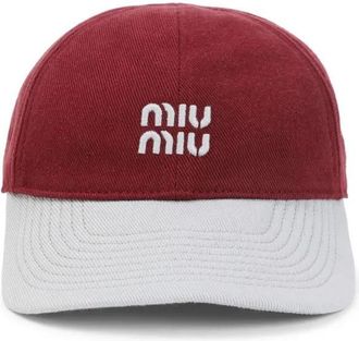 Miu Miu Caps & M&uuml;tzen - Multicolor Cotton Baseball Cap With Embroidered Lo - Gr. L - in Wei&szlig; - f&uuml;r Damen