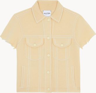 Kujten Veste cachemire courte jacquard denim, 4 fils - Veste Jessinda