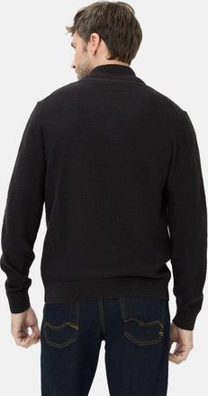 Camel Active Strickjacke aus reiner Baumwolle Langarm Stehkragen