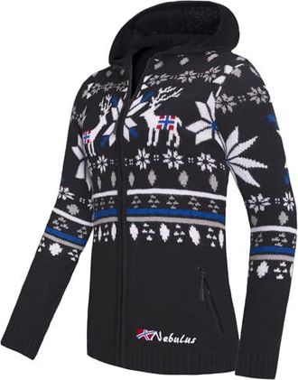 Nebulus Normax Veste à capuche pour femme Style norvégien, Noir, M