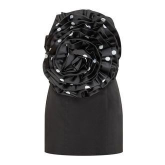 Rotate Rotate Birger Christensen, Femme, Robes, Noir, Taille: 40 FR Mini robe brodée de fleurs avec fermeture éclair latérale