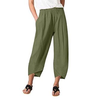 Generic Pantalon de bureau d&eacute;contract&eacute; pour femme - 8 poches - Taille &eacute;lastique - Pantalon de travail pour femme, Jn, XXL