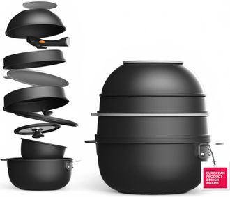 Masterpro SHARE und PLAY ; 10-teiliges stapelbares Kochgeschirrset ; abnehmbarer Griff ; platzsparend ; iLAG Ultimate Antihaftbeschichtung ; induktionsgeeignet 