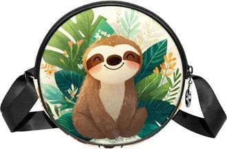 Generic Sac &agrave; bandouli&egrave;re rond pour femme, petit sac &agrave; bandouli&egrave;re avec fermeture &eacute;clair et bretelles r&eacute;glables style d&eacute;contract&eacute; pour femmes et filles