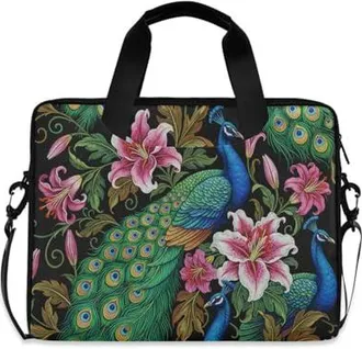 Alaza Sac pour ordinateur portable de 40,6 &agrave; 15,6 cm - Motif fleurs dorchid&eacute;e tropicale exotique paon - Sacoche pour ordinateur portable - Pour femme, homme