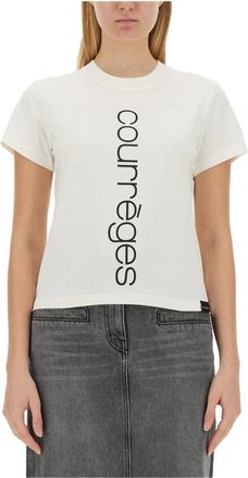 Courr&egrave;ges Femme, Tops, Blanc, Taille: 40 FR AC Straight Printed T-Shirt