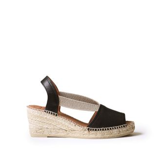 Toni Pons Damen Espadrille aus Leder - TEIDE-P - Schwarz, 41 EU