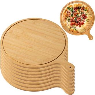 Generic Planche de service &agrave; pizza en bois - Lot de 8 plateaux l&eacute;gers avec poign&eacute;es pour la fabrication et le rangement de pizzas, sadapte jusqu&agrave; 33 cm, parfa