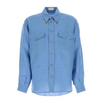 Versace Leinenhemd Relaxed Fit - - Shirts - Herren - Blau - S