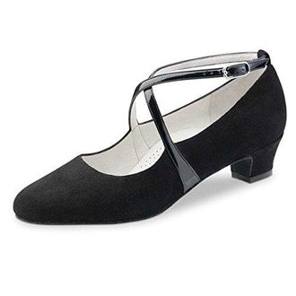 Werner Kern Chaussures de Danse Marina pour Femme - en Daim Noir - Normal - Talon Bloc de 3,4 cm - Fabriquées en Italie, Noir, 40 2/3 EU