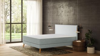 Emma Elite Boxspringbett Komfort V2 - Mint - 180x200 cm - Kopfteil Kissen - Holzf&uuml;&szlig;