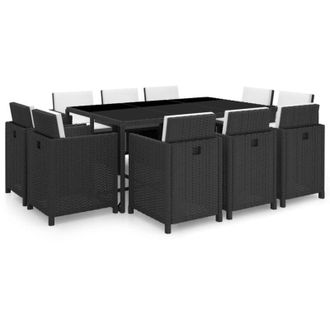vidaXL Vidaxl - Ensemble &agrave; manger dext&eacute;rieur 11 pcs coussins r&eacute;sine tress&eacute;e