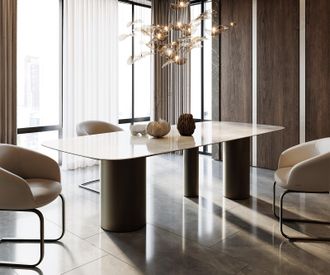 DELIFE Esstisch Edge Boot 270x120 Keramik Iris FMG Onice Grigio Troa Metall Effektfinish Titan, Esstische