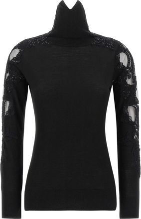 Ermanno Scervino Femme, Pulls, Noir, Taille: 34 FR Pull &agrave; col roul&eacute; en laine vierge &agrave; manches longues