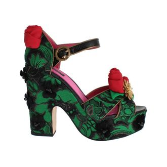 Dolce & Gabbana Verzauberte Sizilien Kristall-Brocade Keile - - Shoes - Damen - Gr&uuml;n - 35 EU
