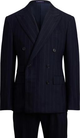 Ralph Lauren Purple Label Doppelreihiger Anzug mit Nadelstreifen - Blau
