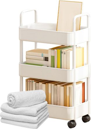 Generic Rollwagen mit R&auml;dern, K&uuml;chenwagen - Mehrzweckwagen mit 3/4 Ebenen mit Griffen, geeignet f&uuml;r K&uuml;che, Wohnzimmer, Arbeitsplatz