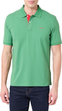 GANT Herren REG Contrast Pique SS Polo Polohemd, Gr&uuml;n, XXL