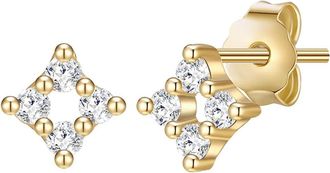 Glanzst&uuml;cke M&uuml;nchen Ohrringe - Sterling Silber Ohrstecker Zirkonia Ouadrat - Gr. unisize - in Gold - f&uuml;r Damen