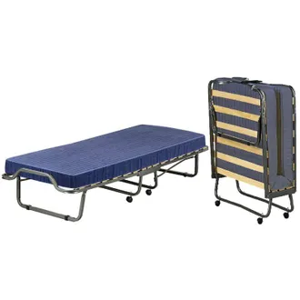 Dmora Lit Pliable Isolina, Lit de Camp Matelas Inclus, Taille Matelas 80x190x10 cm, Fabriqu&eacute; en Italie, Noir Jeans