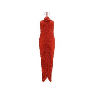 Magda Butrym Gekr&auml;useltes Kleid mit Blumenapplikationen - - Dresses - Damen - Rot - S