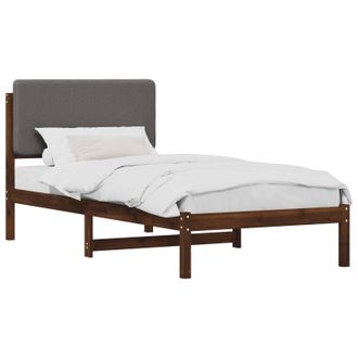 vidaXL Letto Con Testiera Rivestita Marrone Scuro E Grigio Chiaro Vidaxl