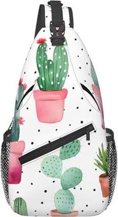 Generic Sacoche Port&eacute; &eacute;paule Fleur de cactus Fleur de cactus Polyester Sling Sac &agrave; Bandouli&egrave;re Multifonction Sac Poitrine pour Femme Randonn&eacute;e Homme