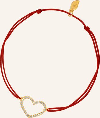 Leaf Freundschaftsarmband Heart Aus 18 Karat Gelbgold Mit Diamanten rot
