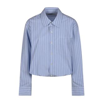 Alexander Wang Femme, Blouses et Chemises, Bleu, Taille: 38 FR Chemise &agrave; plis pr&eacute;-stylis&eacute;e avec d&eacute;bardeur